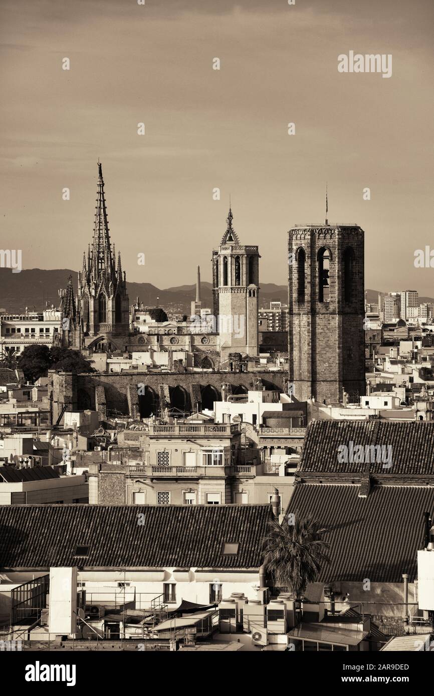 Barcelona skyline view with city buildings in Spain Stock Photo - Alamy
