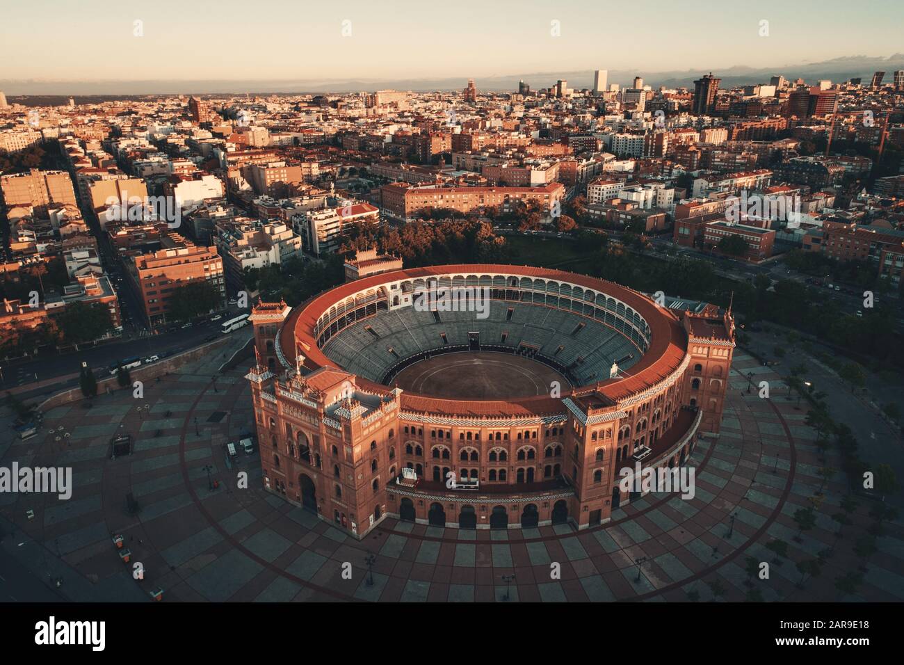 Madrid Plaza de Toros de Las Ventas (Las Ventas Bullring) aerial view ...