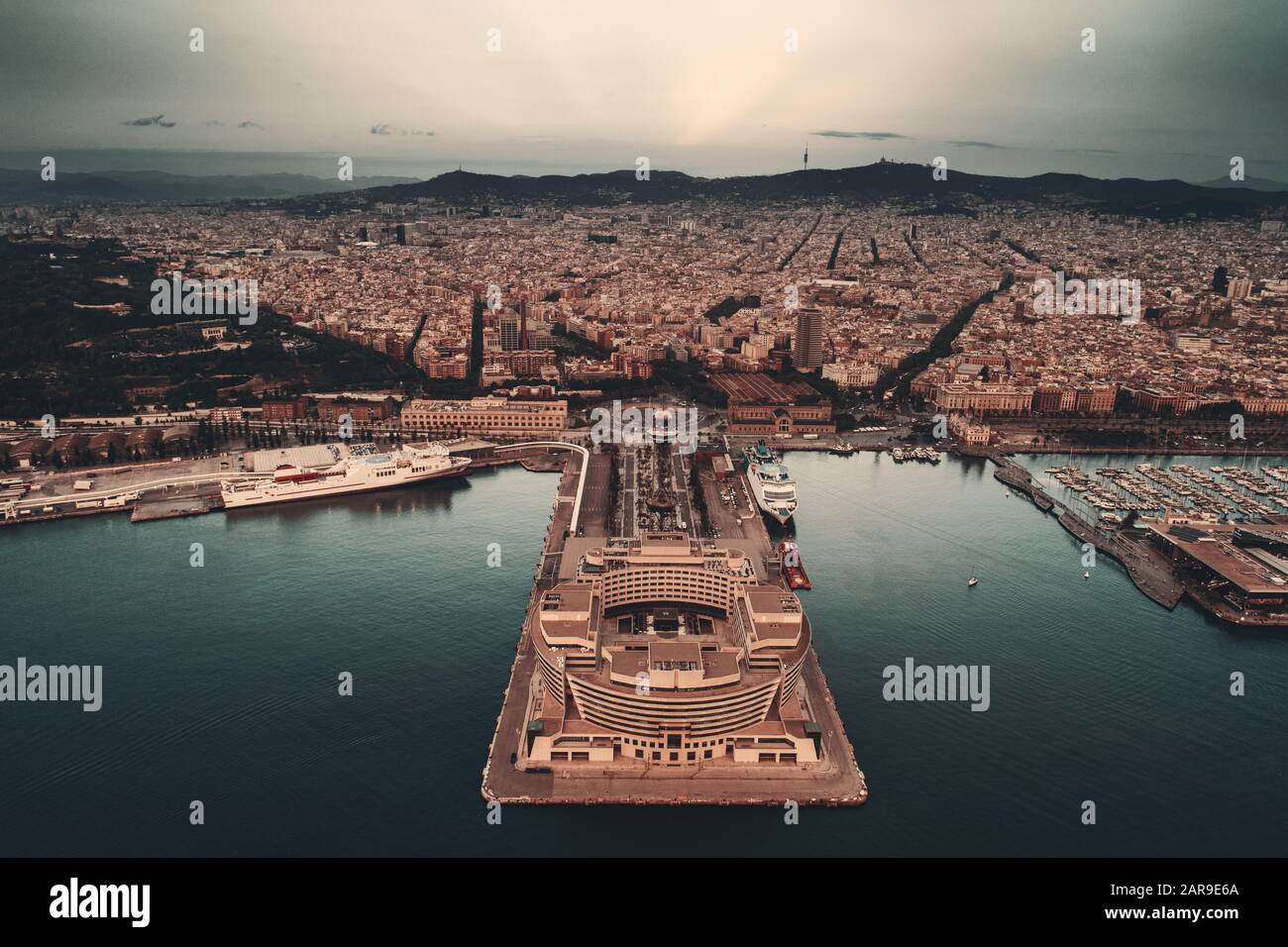 Barcelona coast pier aerial view in Spain Stock Photo - Alamy