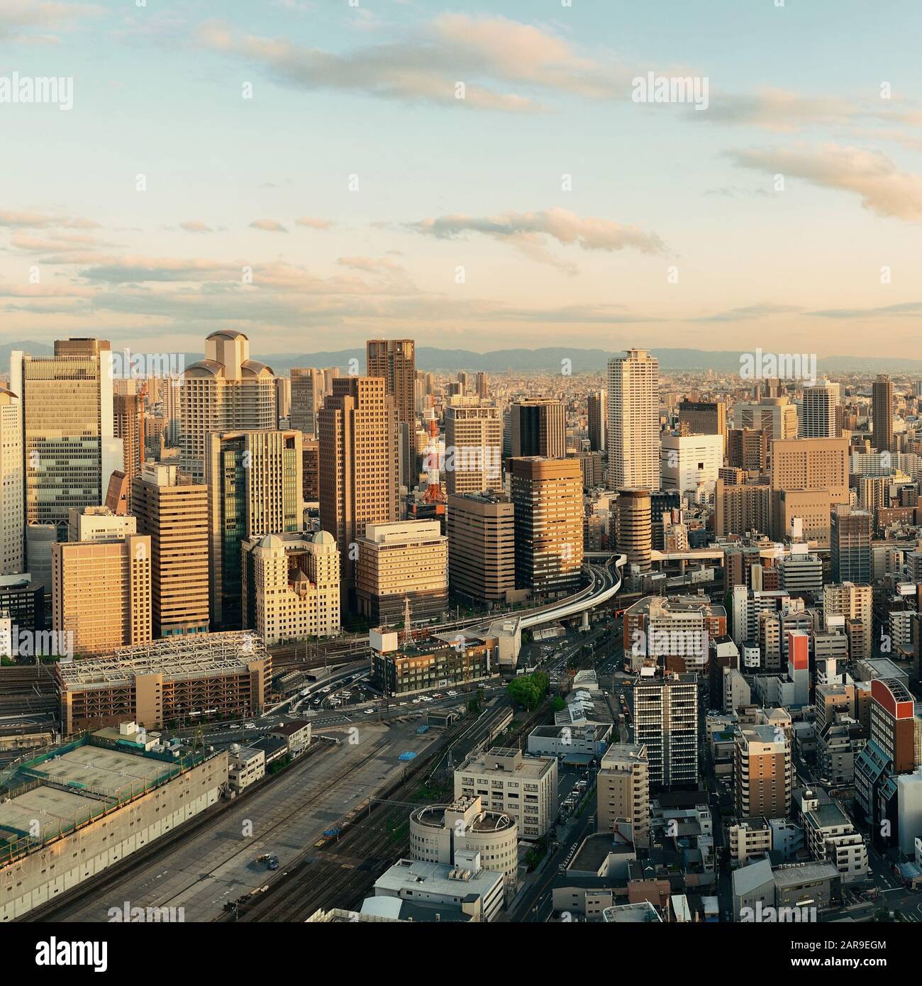 Osaka urban city rooftop view. Japan Stock Photo - Alamy