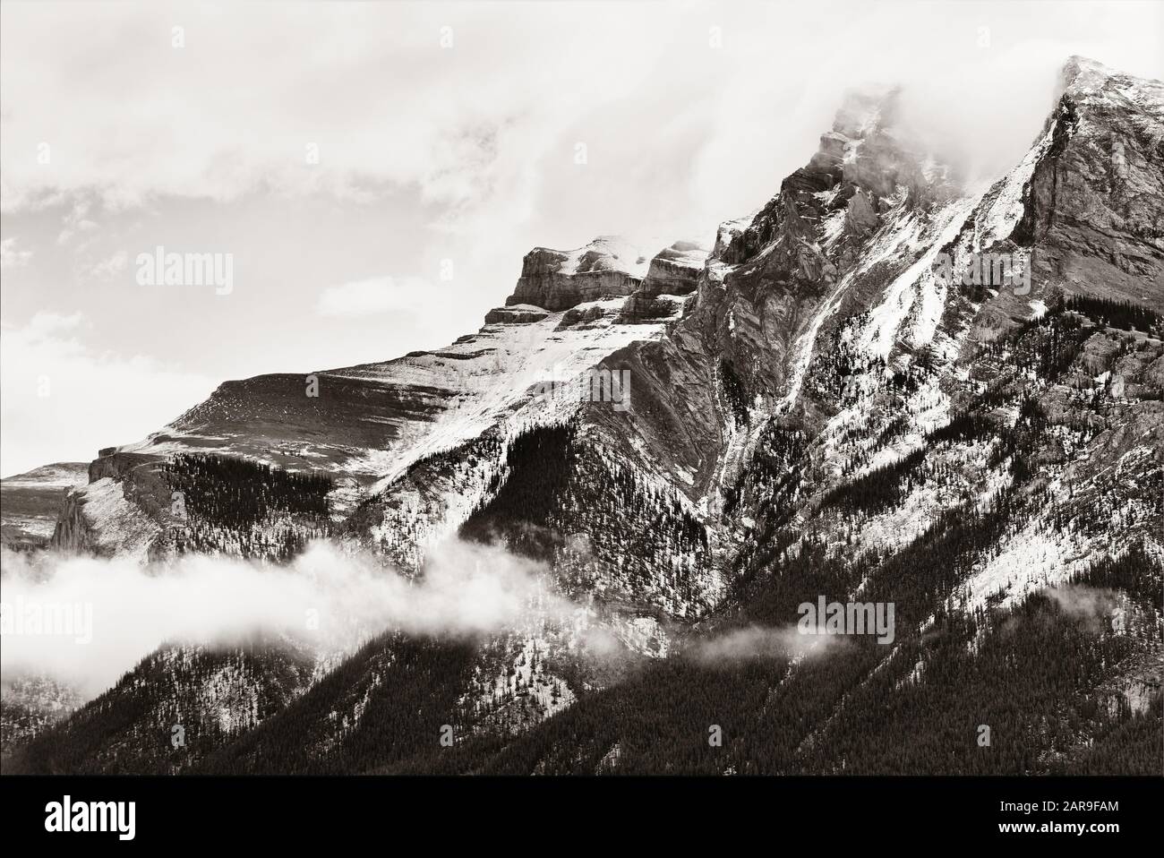 Snow Mountain closeup view in Banff National Park in Canada Stock Photo ...