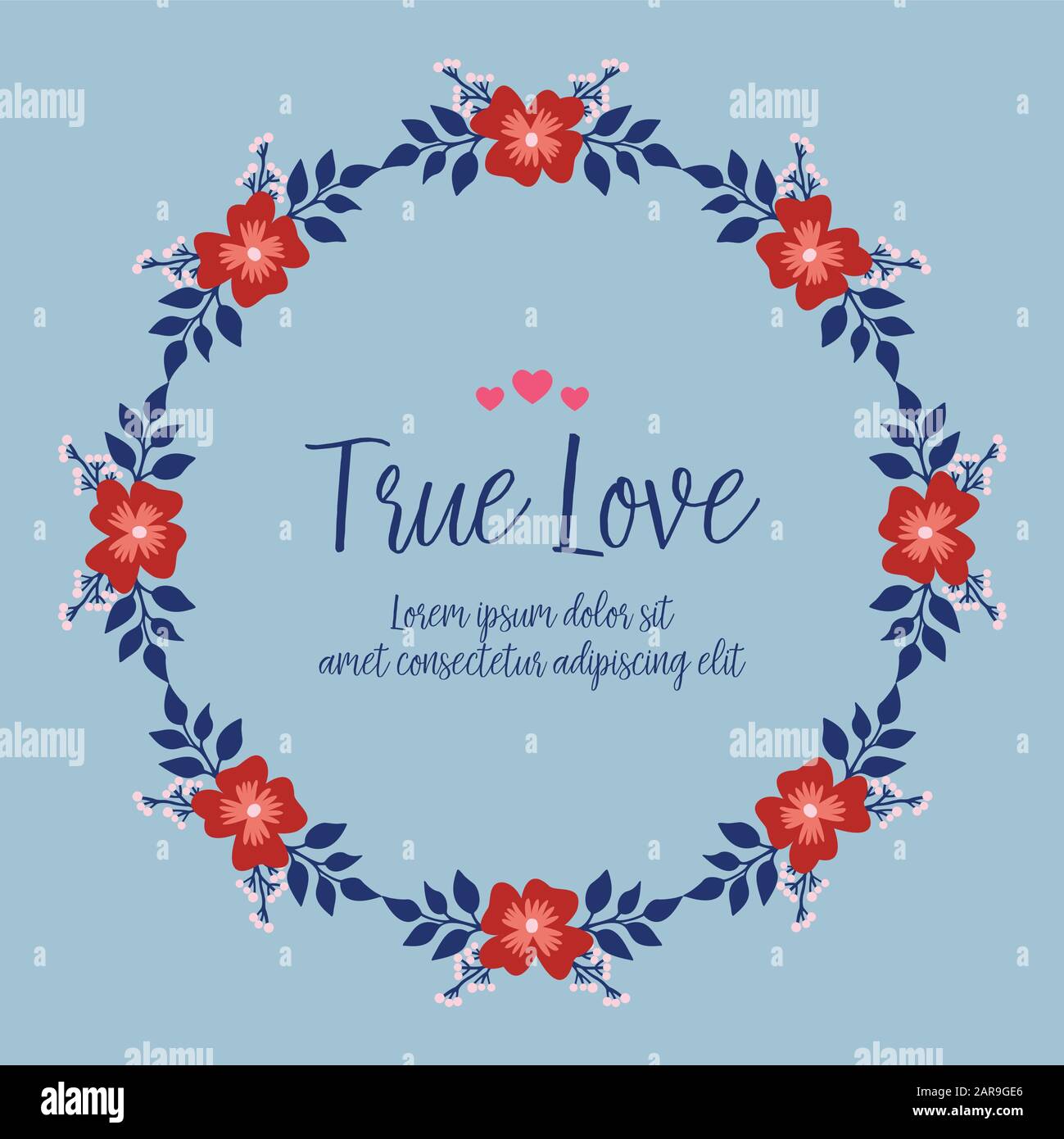 Modern true love card template design, with elegant leaf and wreath ...