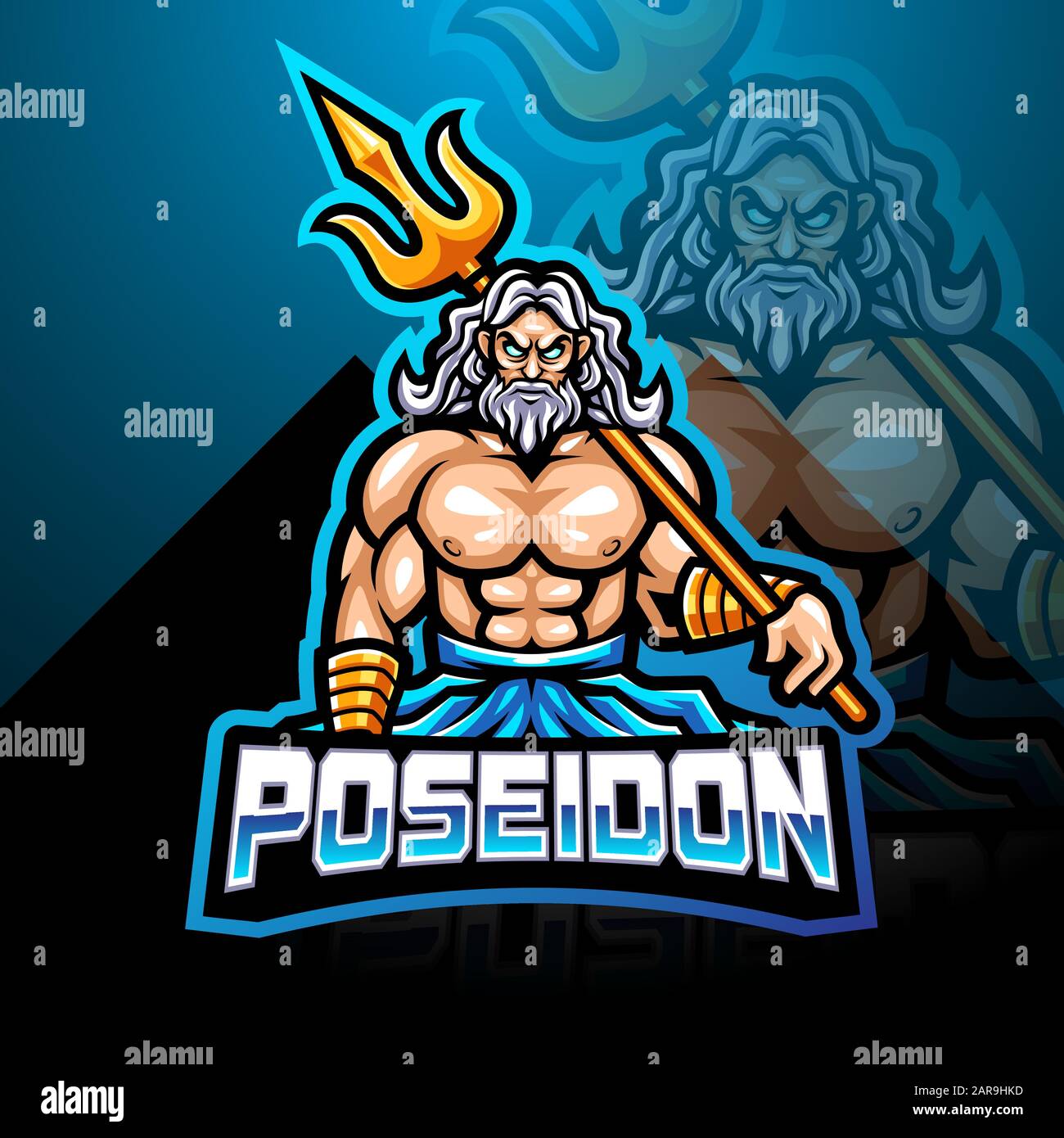 Poseidon esport mascot logo design with trident weapon Stock Vector ...