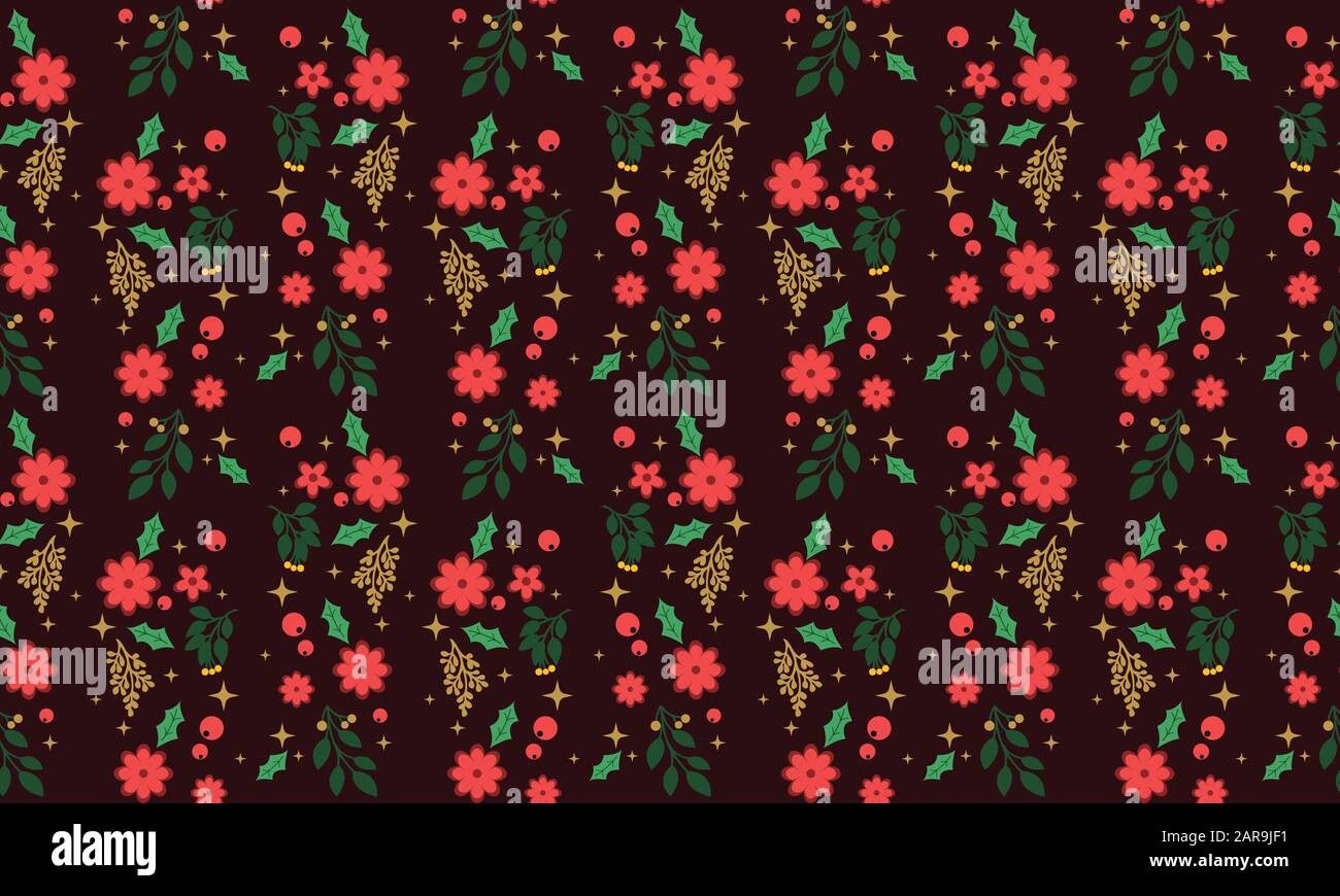 Unique flower pattern background for Christmas, with leaf and flower ...
