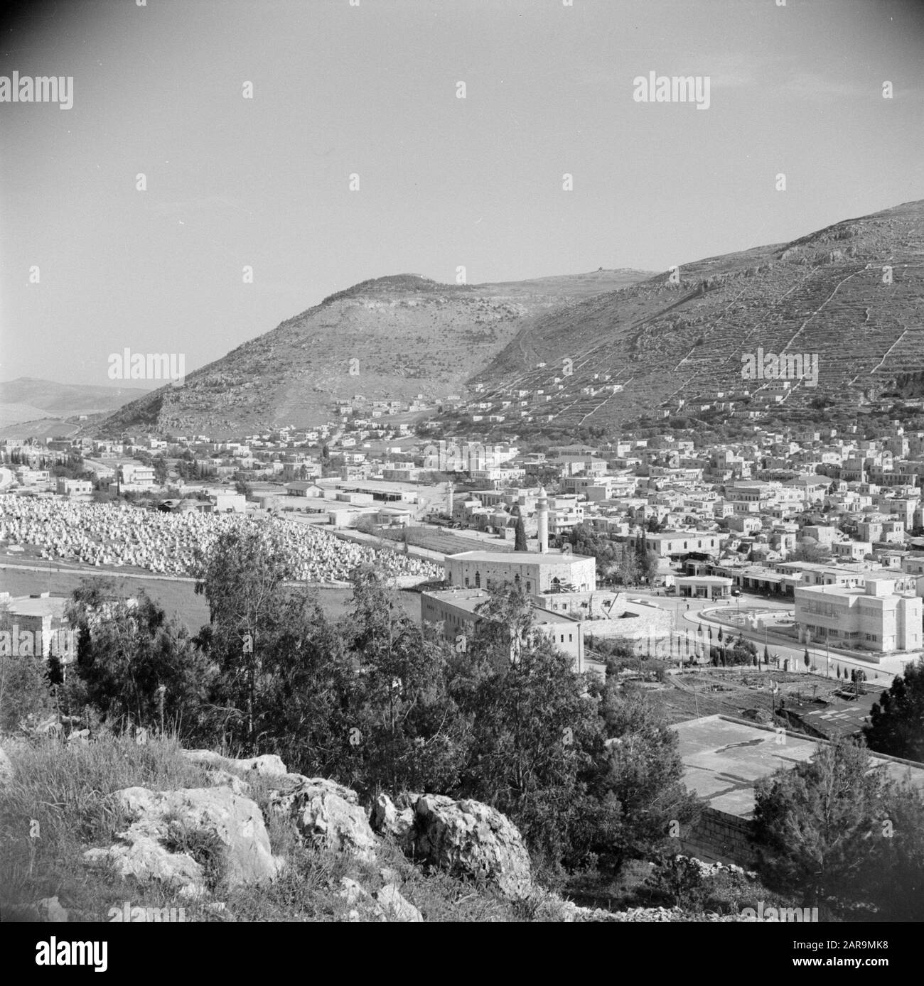 Middle East 1950-1955: Jordan View of Nablus. Cemetery and mosque ...