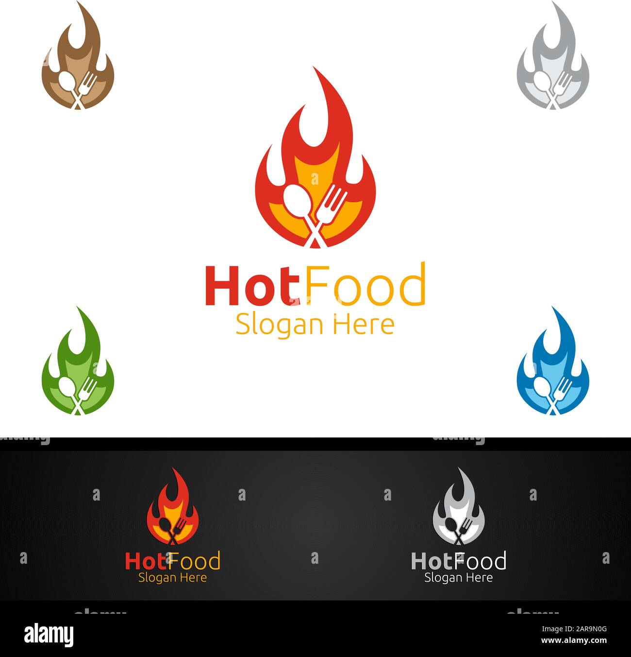 Hot Food Logo Template for Restaurant or Cafe Stock Vector Image & Art ...