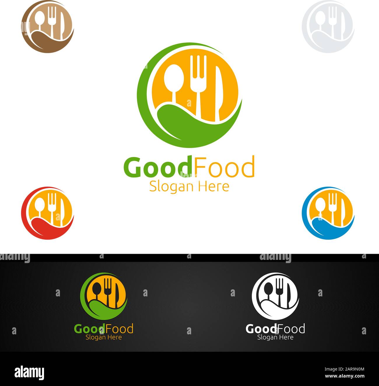 Healthy Food Logo Template for Restaurant or Cafe Stock Vector Image ...