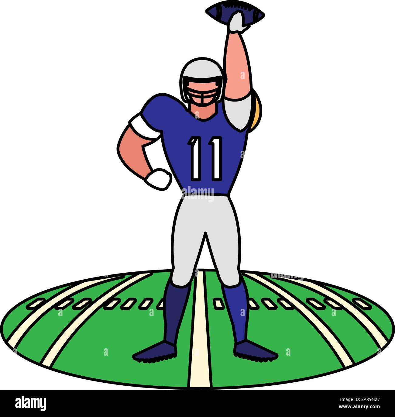 american football referee with his hand up on stadium grass vector ...