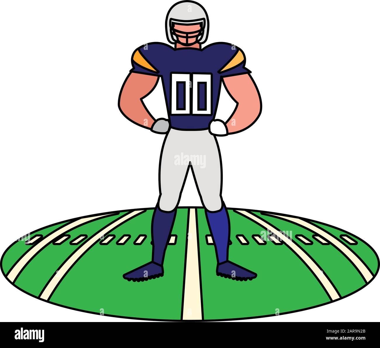 american football referee with his hand up on stadium grass vector ...