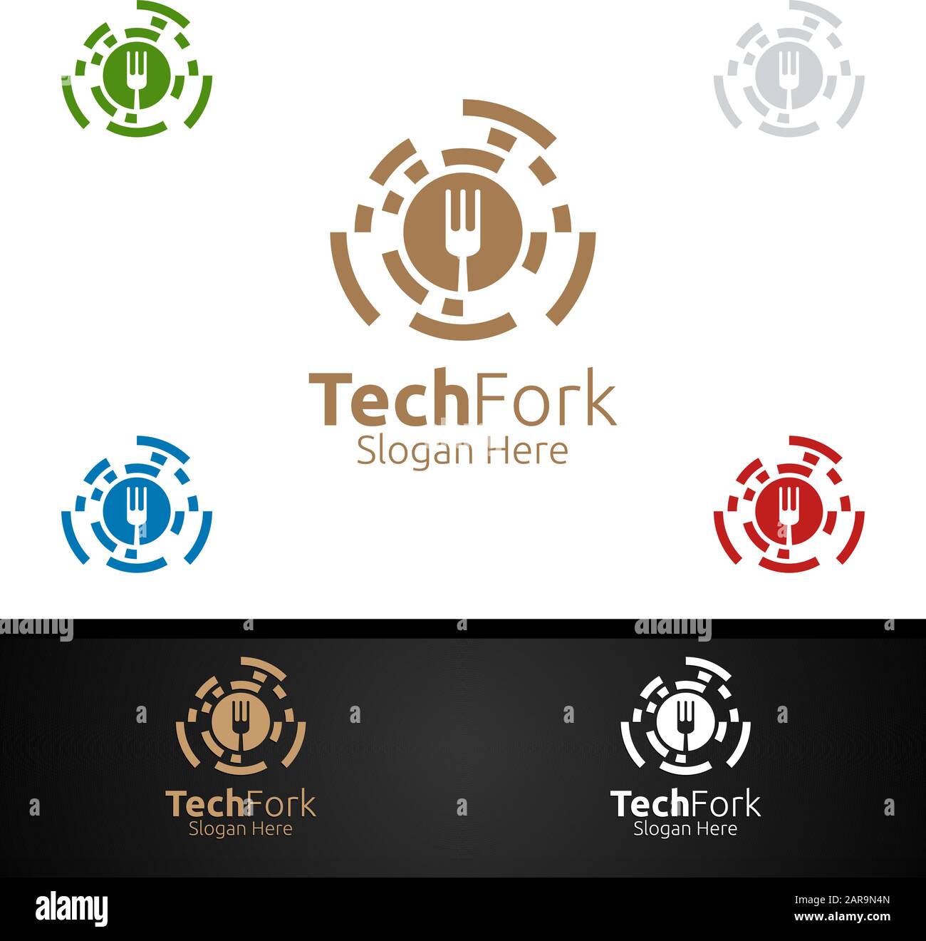 Tech Fork Food Logo Template for Restaurant or Cafe Stock Vector Image ...