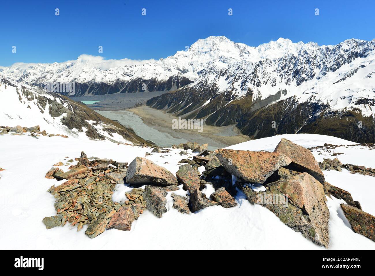 Landscape of Aoraki Mount Cook National Park from helicopter,New Zealand Stock Photo - Alamy
