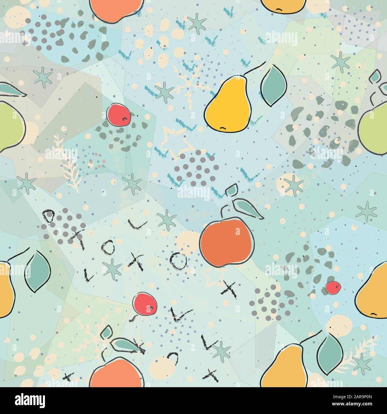 Cute Background with pears, apples and dots Stock Vector Image & Art ...