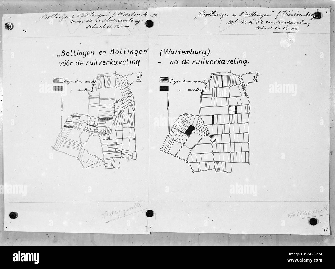 Land plots, overview maps, Bollingen and Bottingen, Wurtenburg Date ...