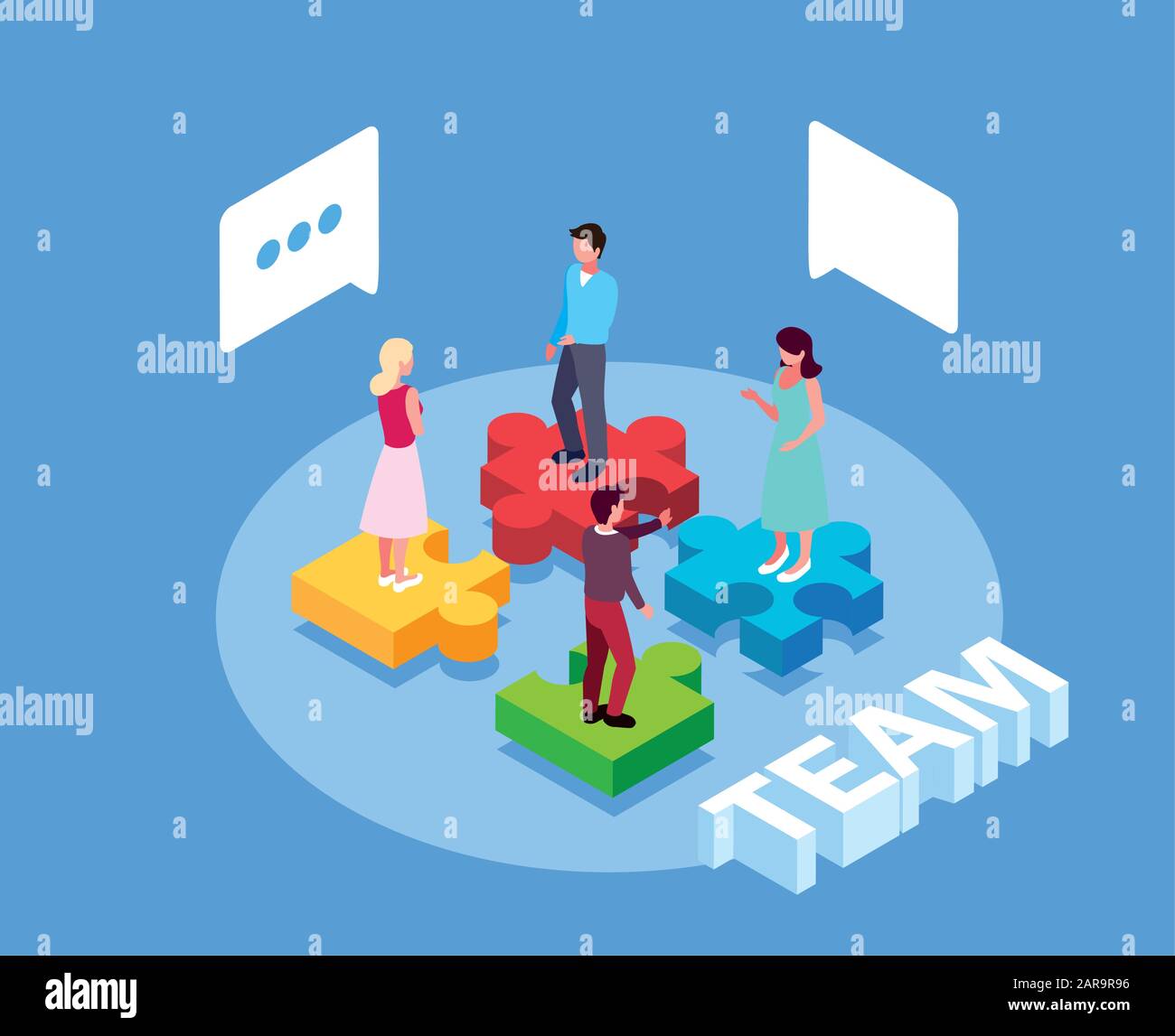 group of people with puzzle piece , teamwork vector illustration design ...