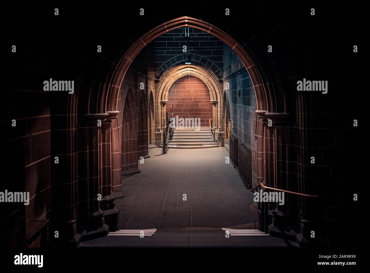 Scary pointy arcade, made of stone bricks leading to a dead end ...