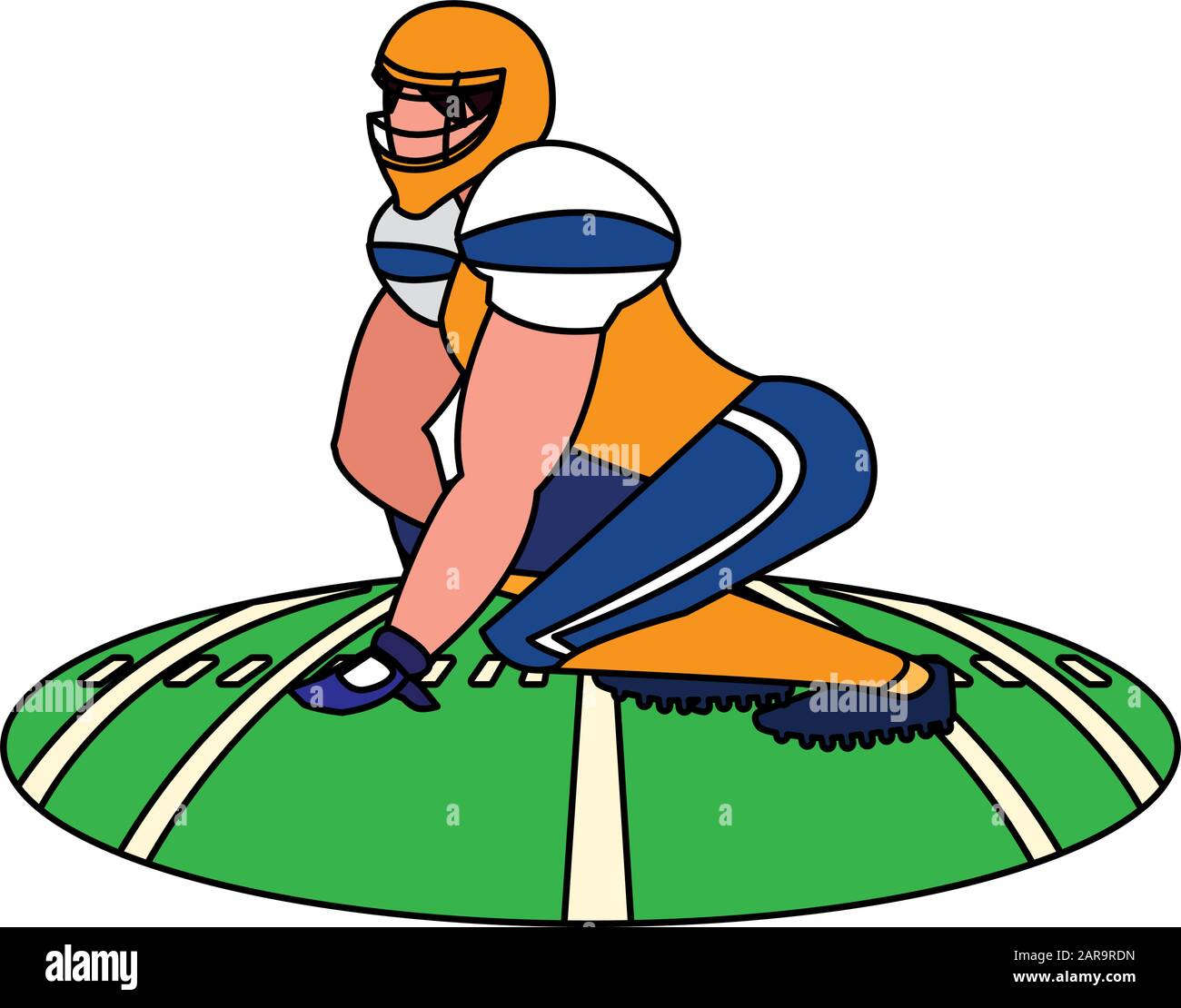 american football referee with his hand up on stadium grass vector ...