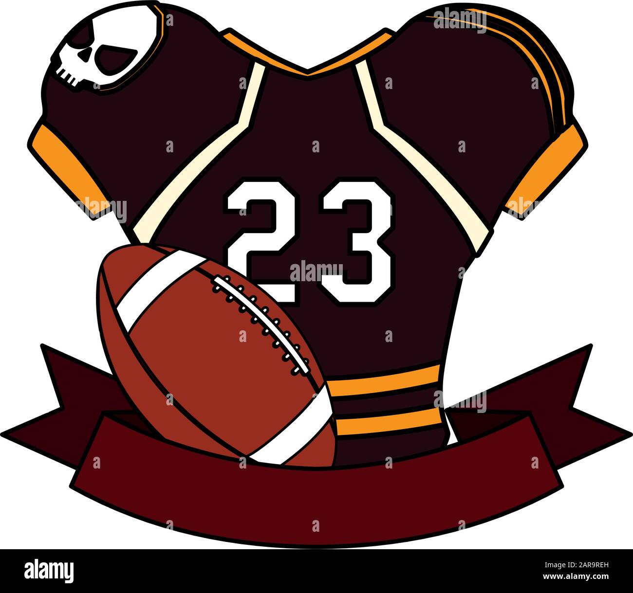 american football shirt with ribbon on white background vector ...