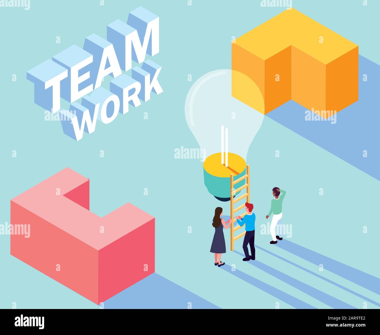 group of people with light bulb , teamwork vector illustration design Stock Vector Image & Art ...