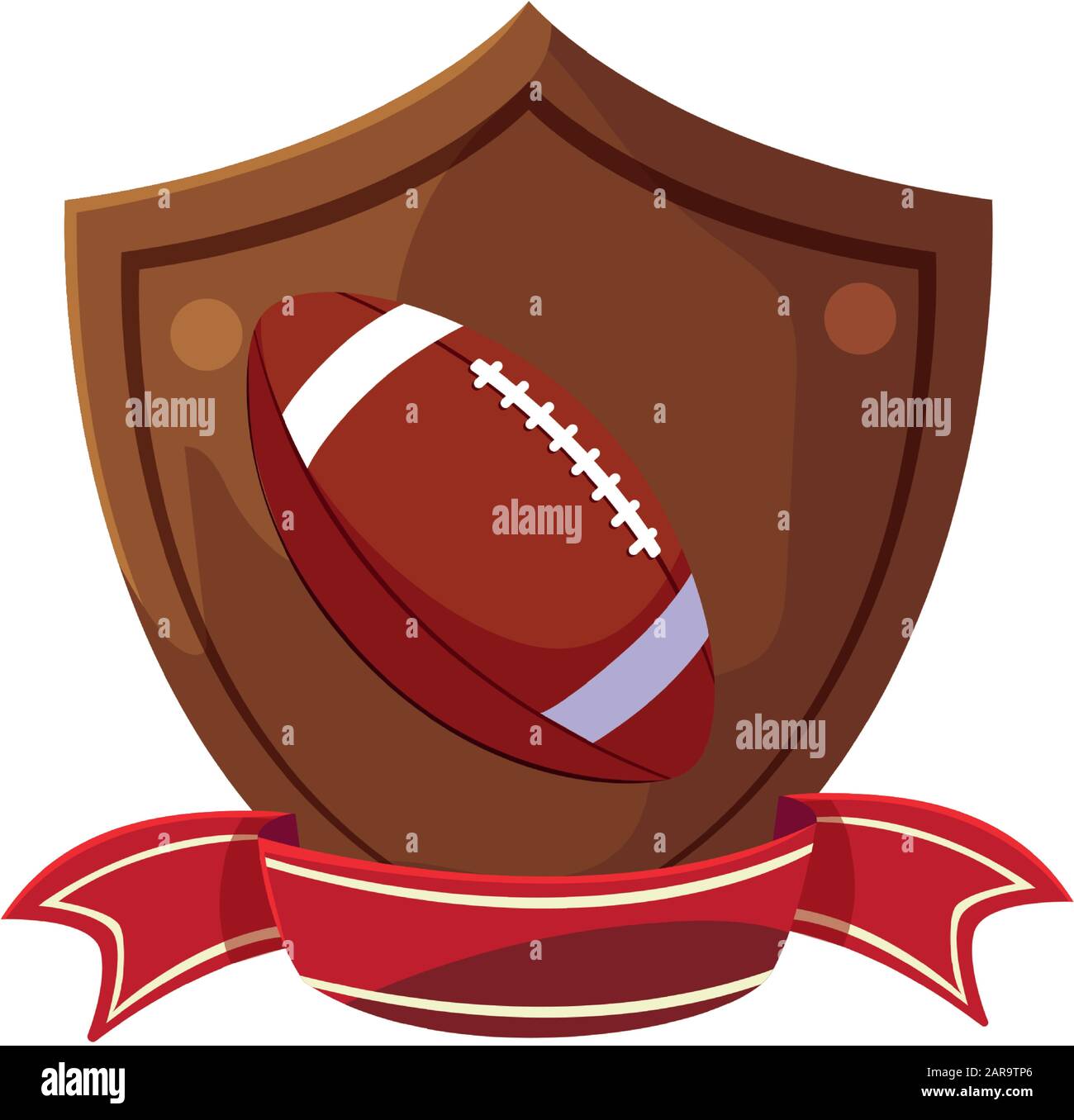 american football ball in shield with ribbon vector illustration design ...