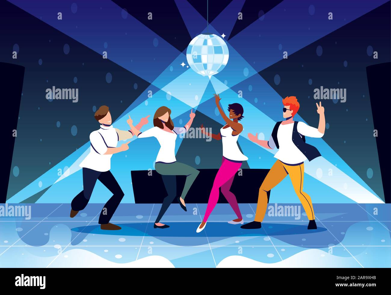 group of people dancing in nightclub, party, dancing club, music and ...