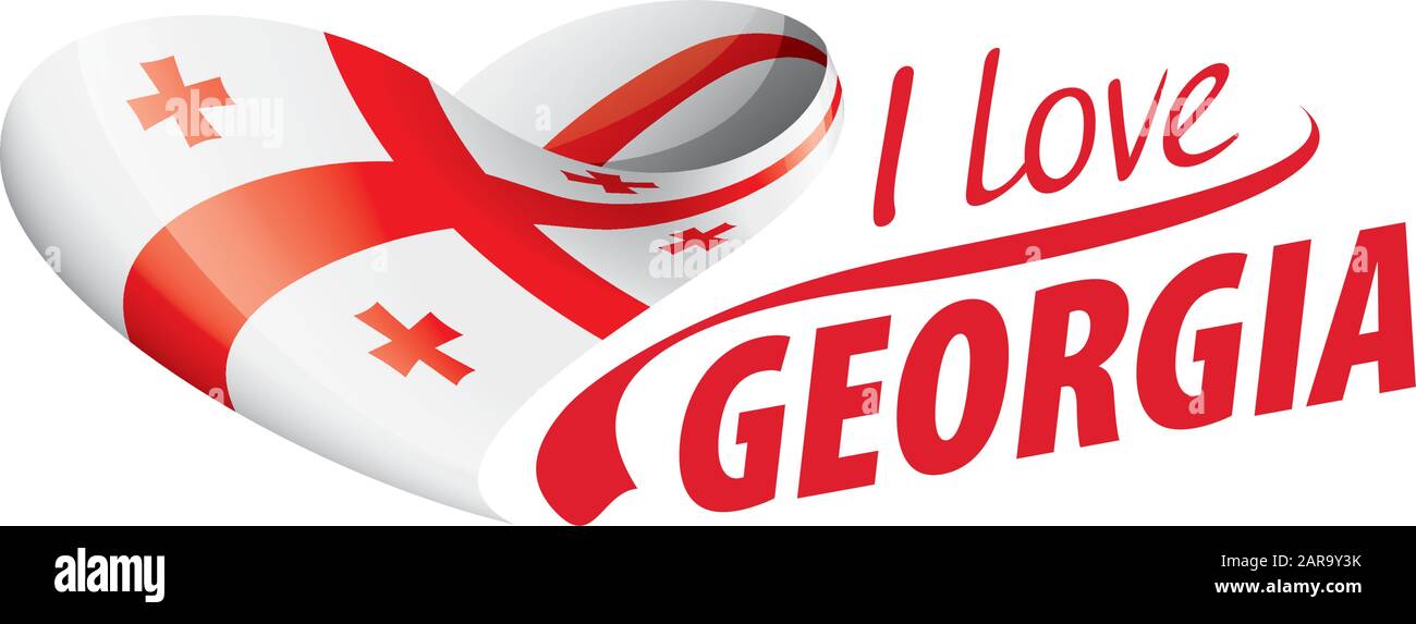 National flag of the Georgia in the shape of a heart and the ...