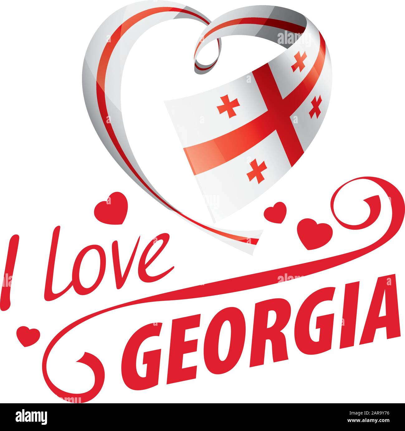 National flag of the Georgia in the shape of a heart and the ...