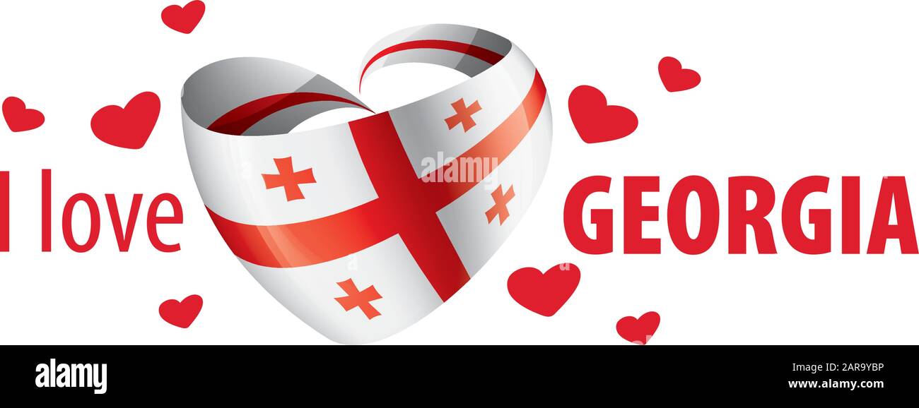 National flag of the Georgia in the shape of a heart and the ...
