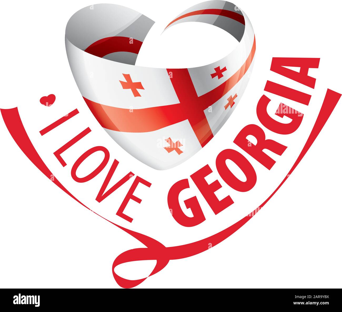 National flag of the Georgia in the shape of a heart and the ...