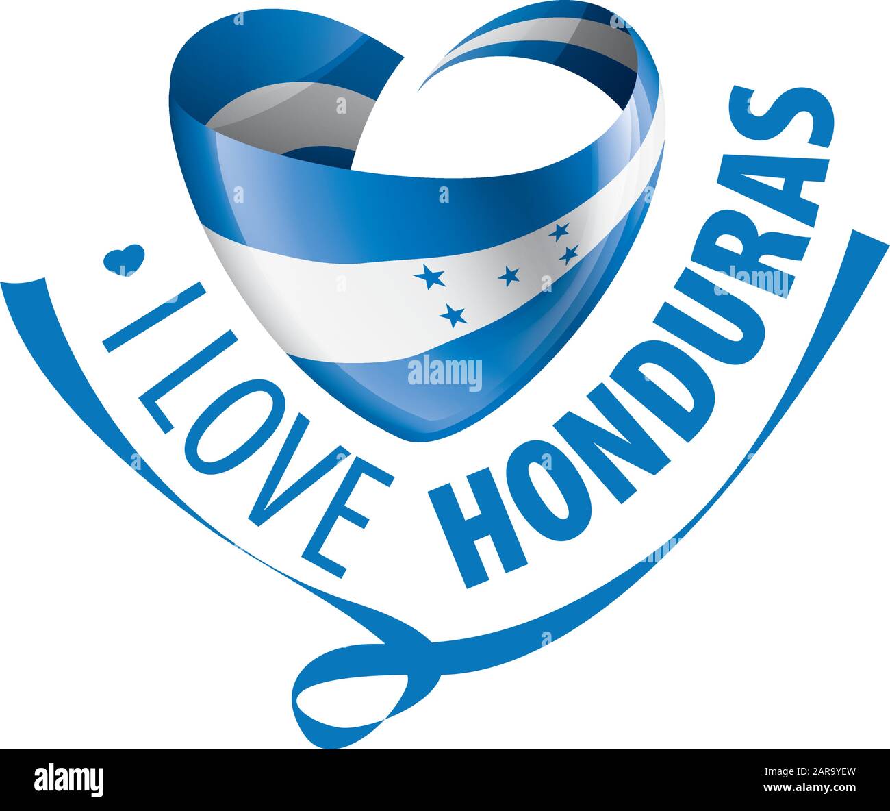 National flag of the Honduras in the shape of a heart and the ...