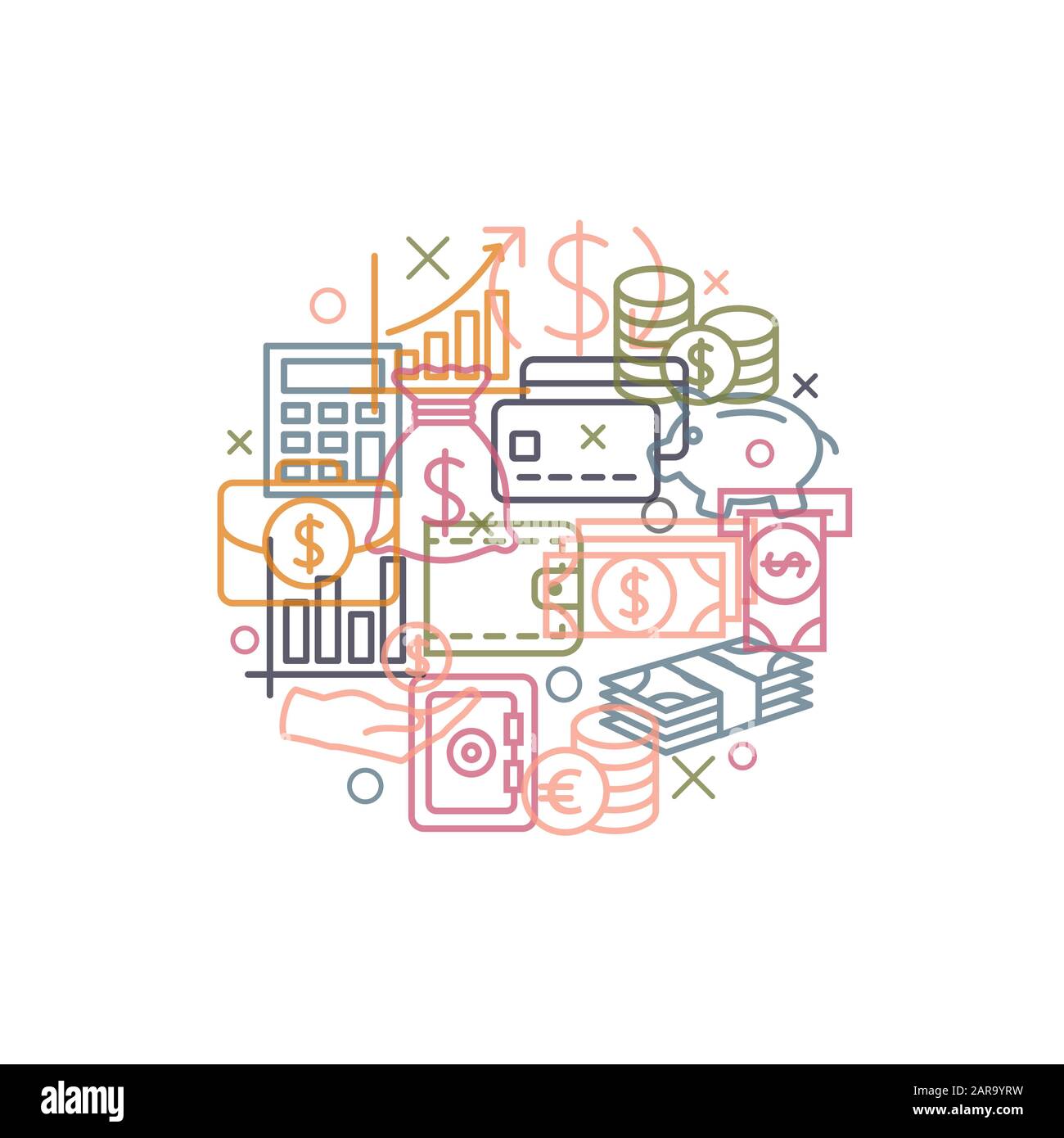 Money icons line symbols Stock Vector Images - Alamy