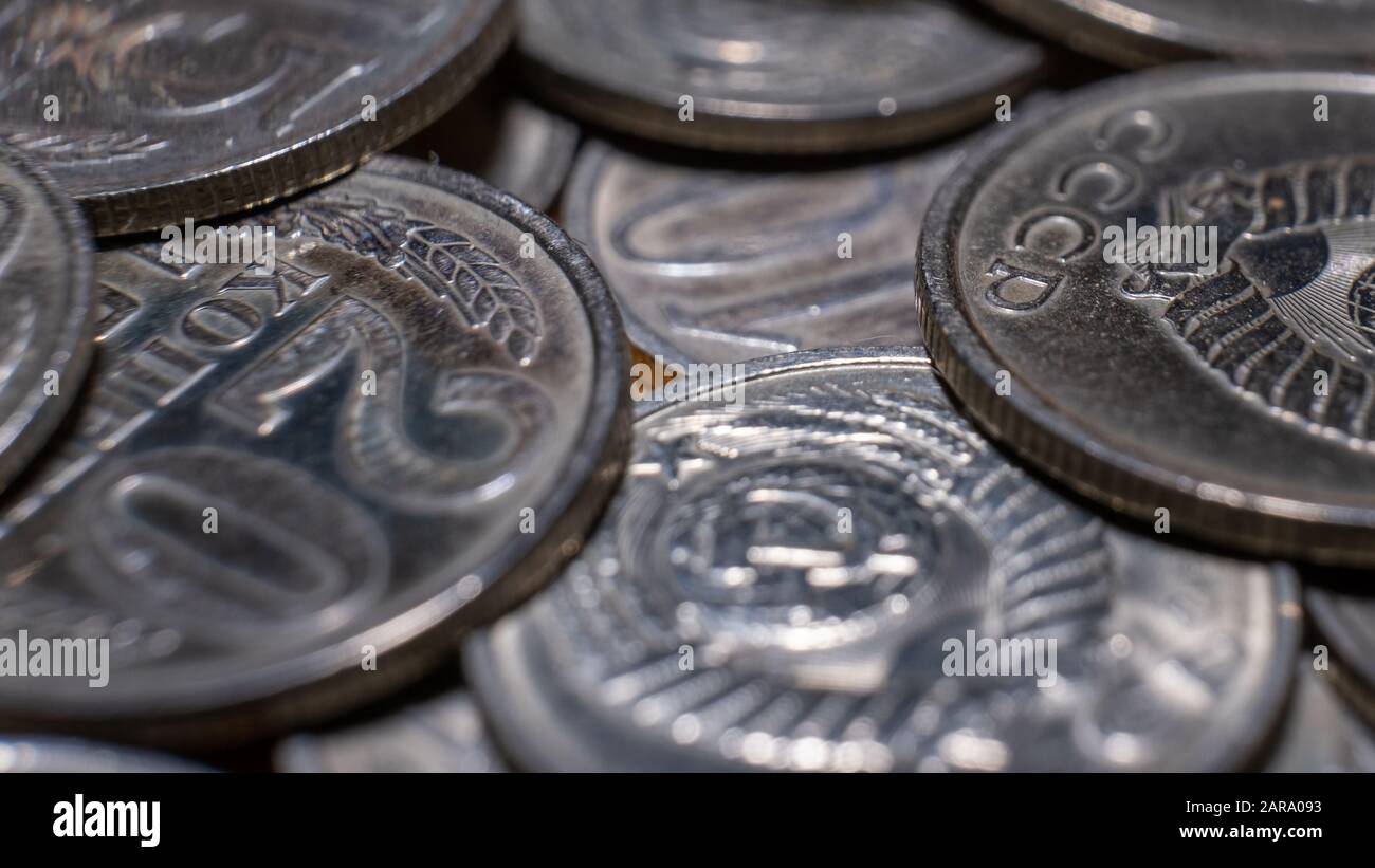 Soviet Union coins. Stack of coins representing success riches and ...