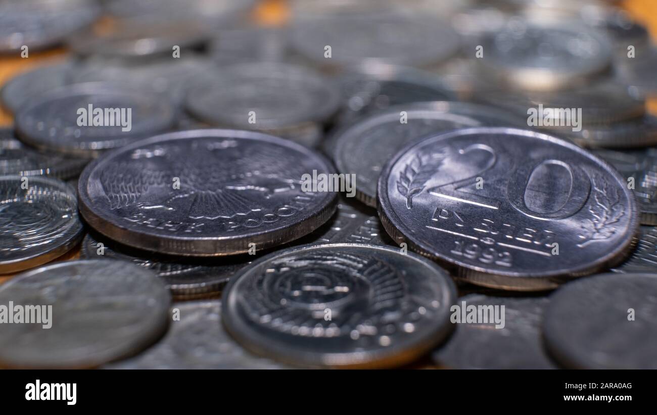 Russia and Soviet Union coins. Stack of coins representing success ...