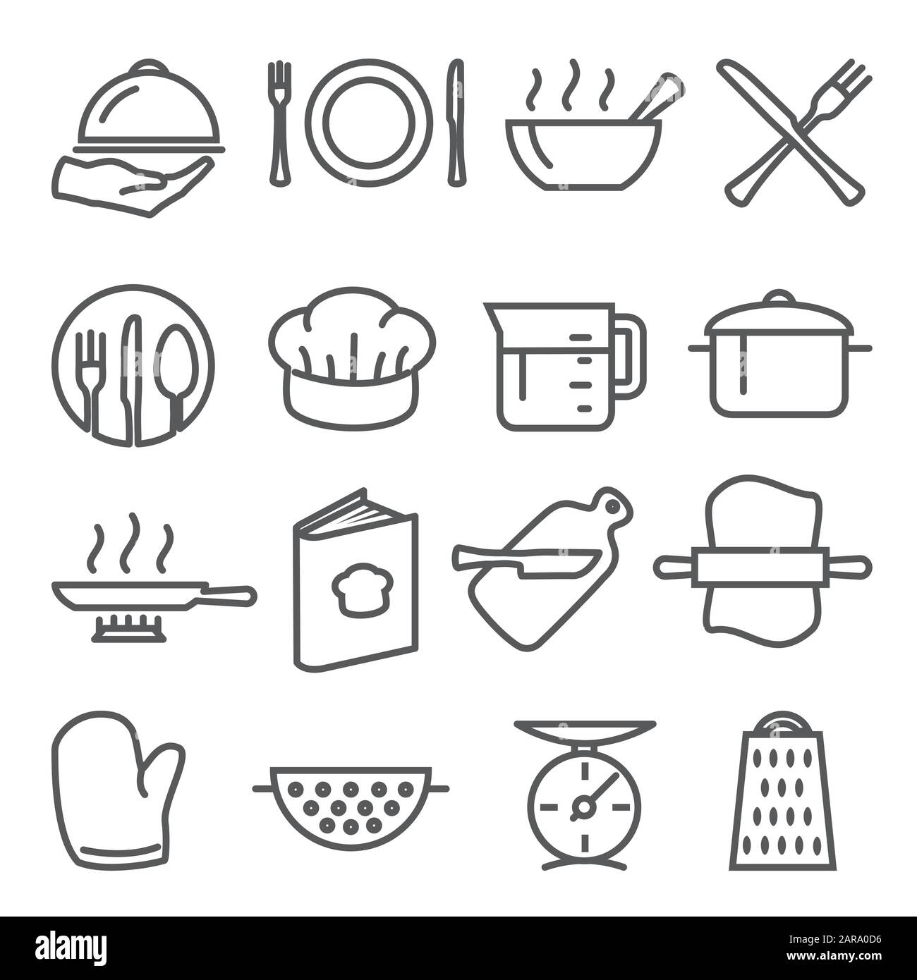 Cooking line icons set on white background Stock Vector Image & Art - Alamy