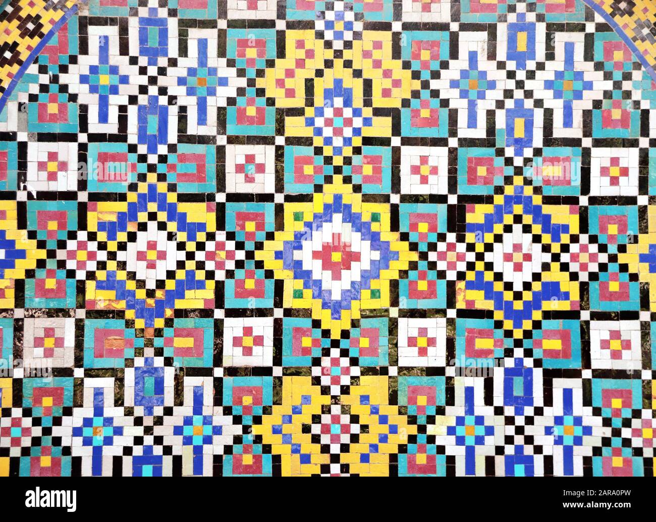 Detail of traditional persian mosaic wall with geometrical ornament in ...