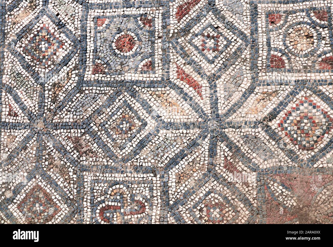 Ancient natural stone tile mosaics with geometric patterns in Ephesus ...