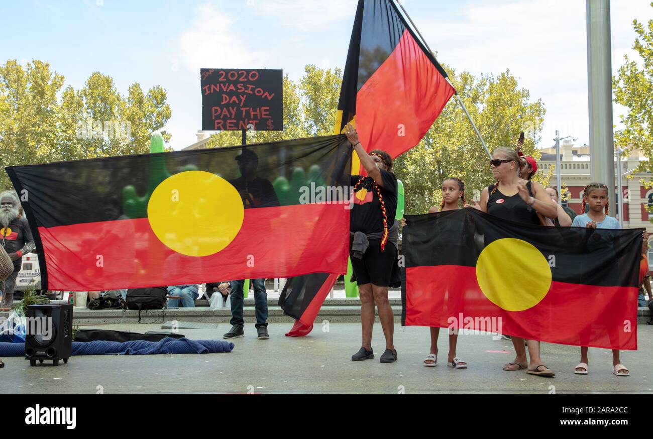 Aboriginal flag invasion day perth hi-res stock photography and images ...