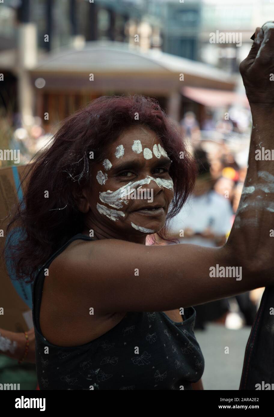 Perth, Australia. 26th January 2020. Invasion Day protests on stage and ...