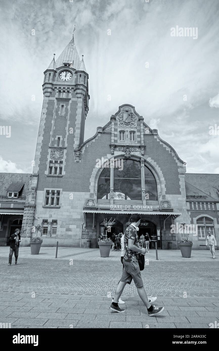 Tourist, Clock Tower, Gare De Colmar, Railway Station, Colmar, France ...