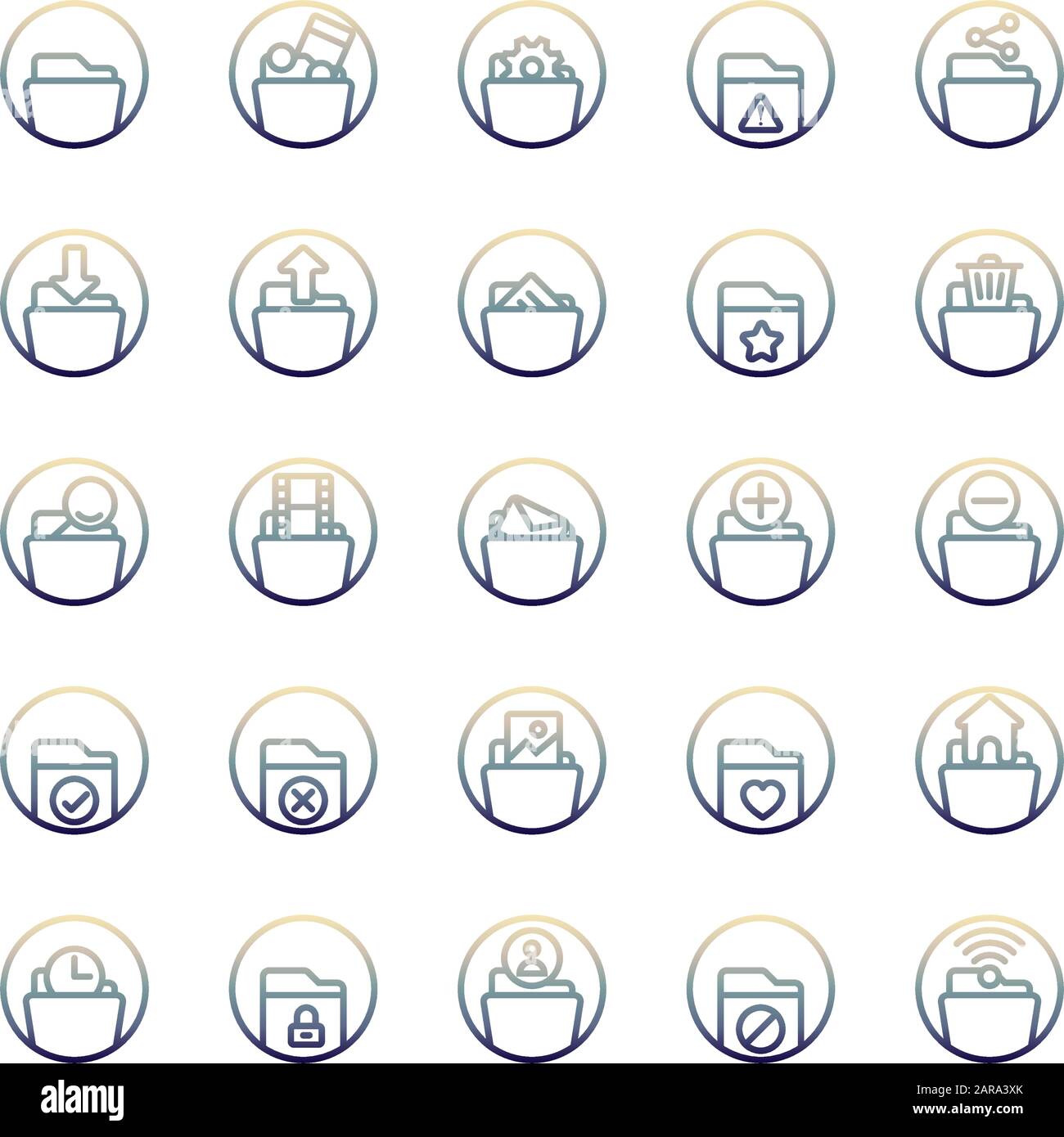 Folder gradient icon set. Vector and Illustration Stock Vector Image ...