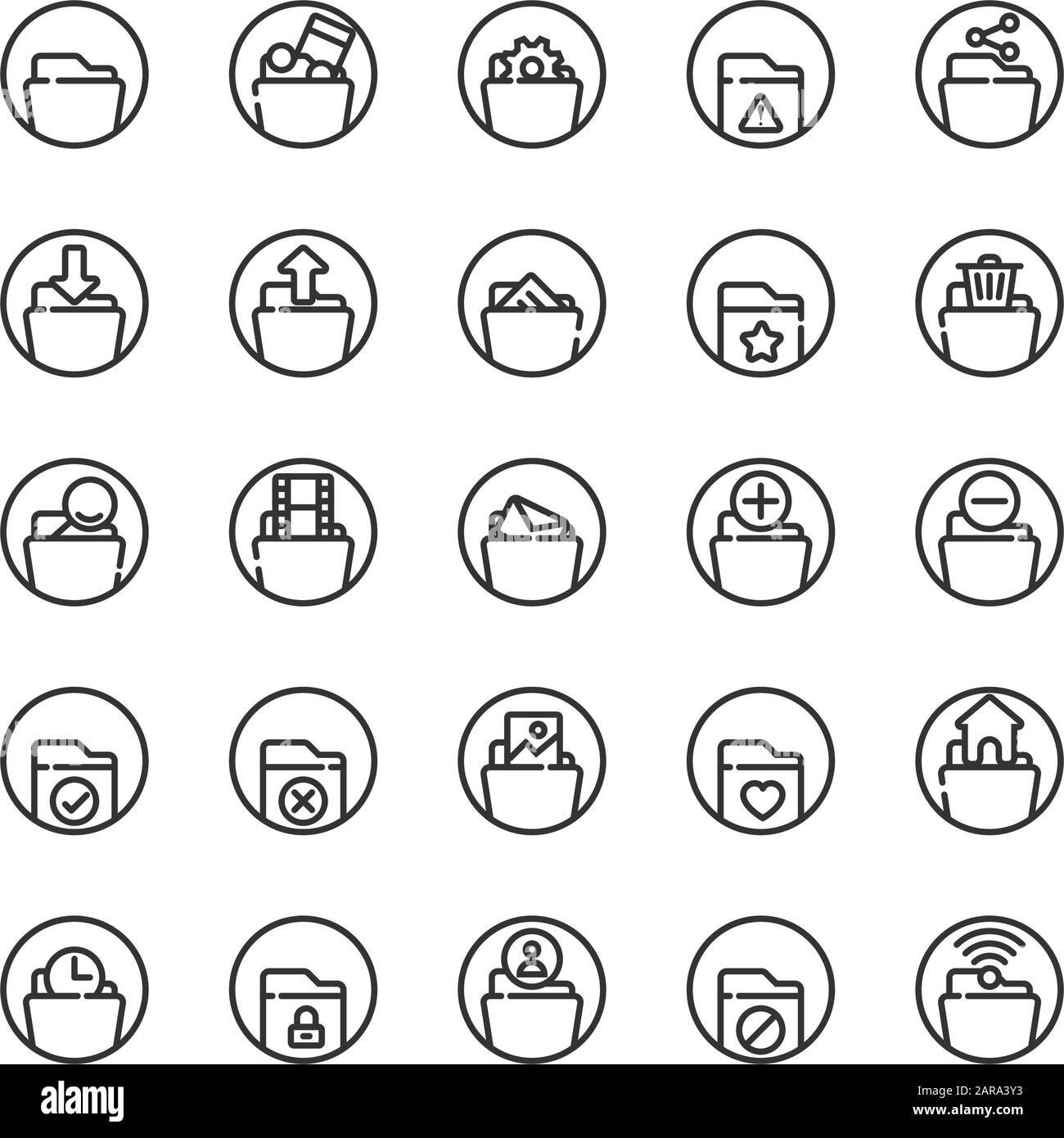 Folder outline icon set. Vector and Illustration Stock Vector Image ...