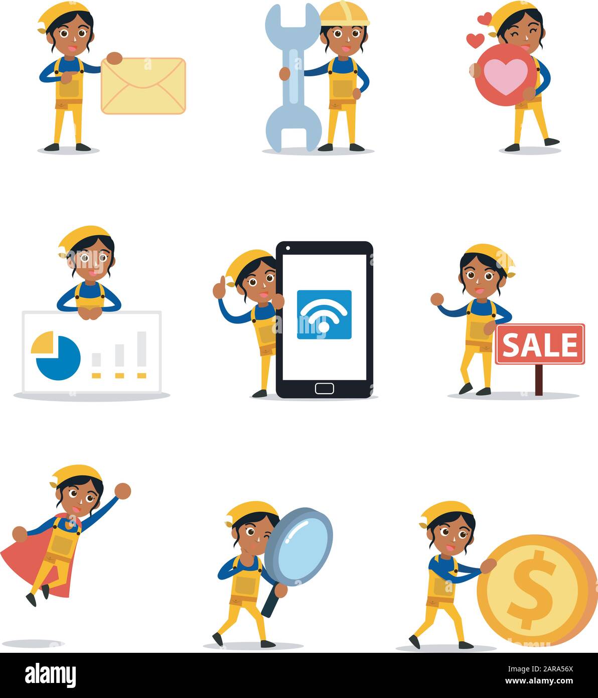 Set of character woman handy fixing broken television Stock Vector ...