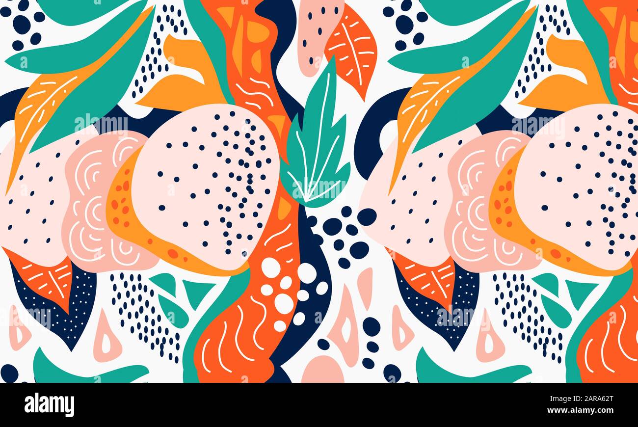 Abstract modern vector seamless pattern. Hand drawn various shapes and ...