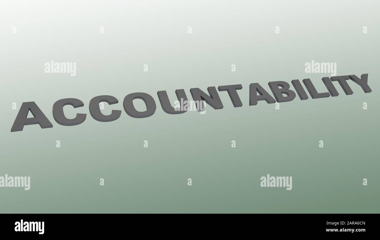3D illustration of ACCOUNTABILITY script over a green gradient Stock ...