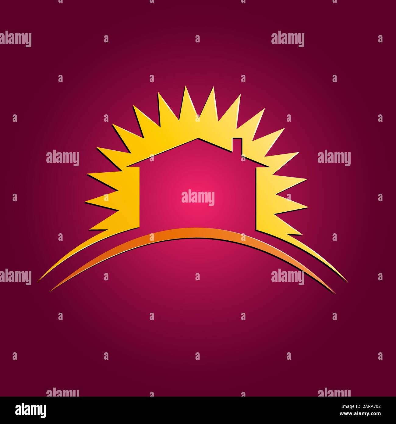 Vector sign sun and house on purple background Stock Vector Image & Art ...