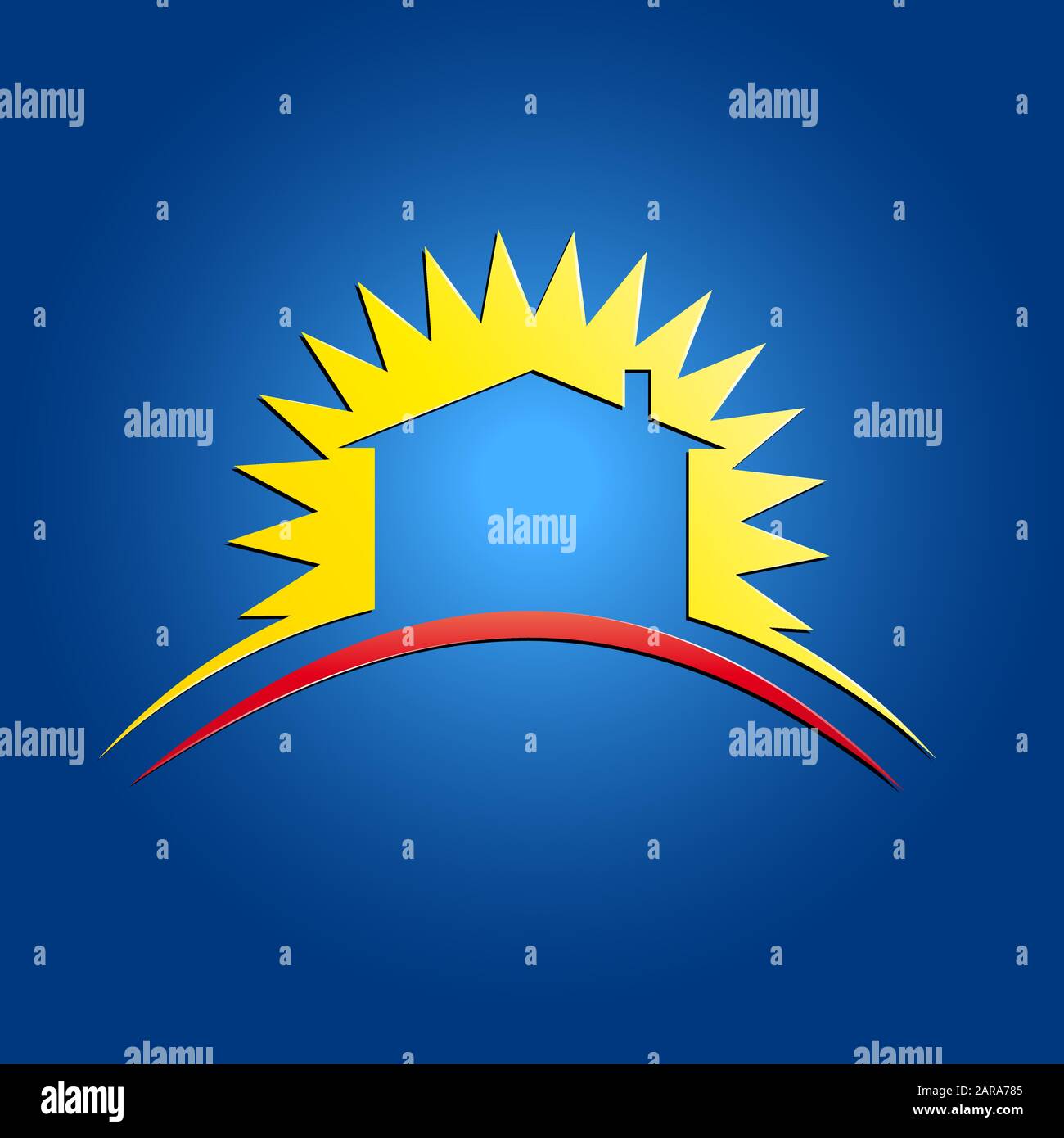 Vector sign sun and house on blue background Stock Vector Image & Art ...