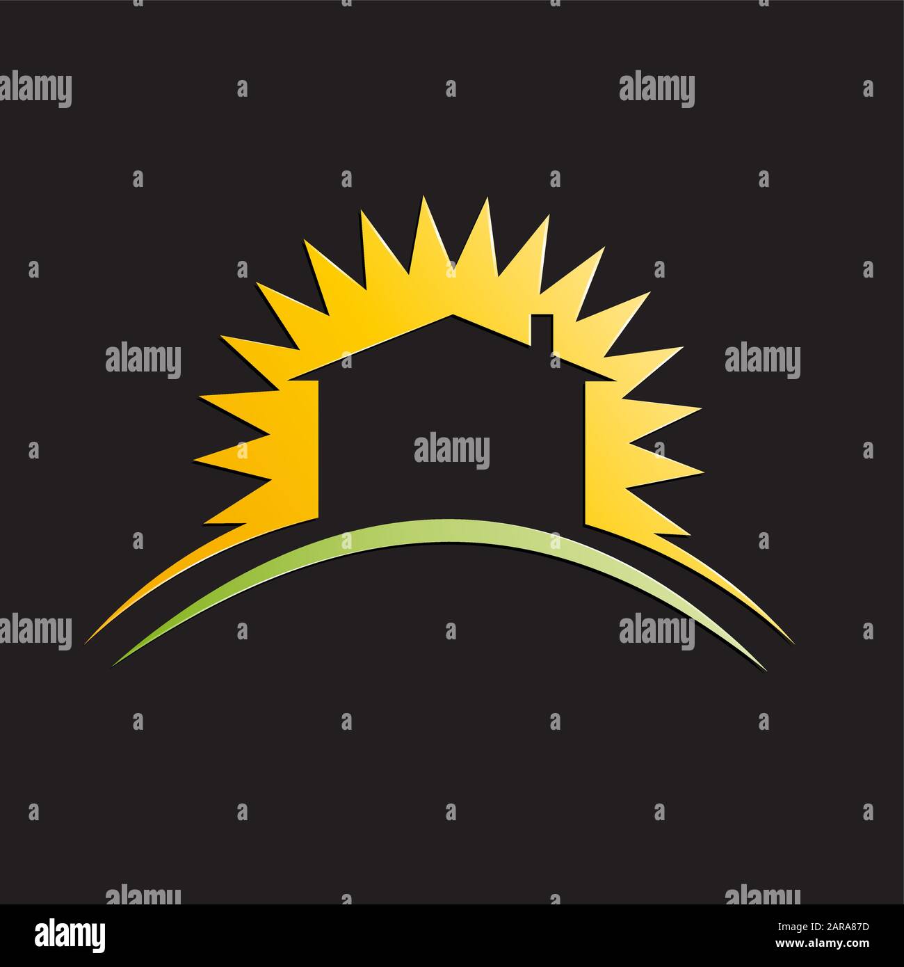 Vector sign sun and house on black background Stock Vector Image & Art ...