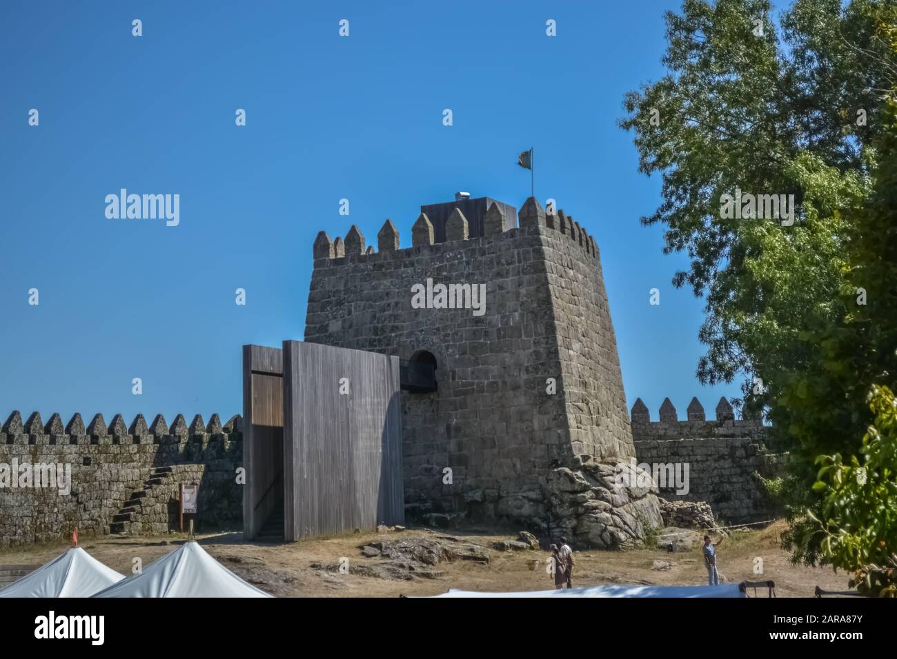 Trancoso, Portugal - 08 17 2014: View of the castle of Trancoso ...