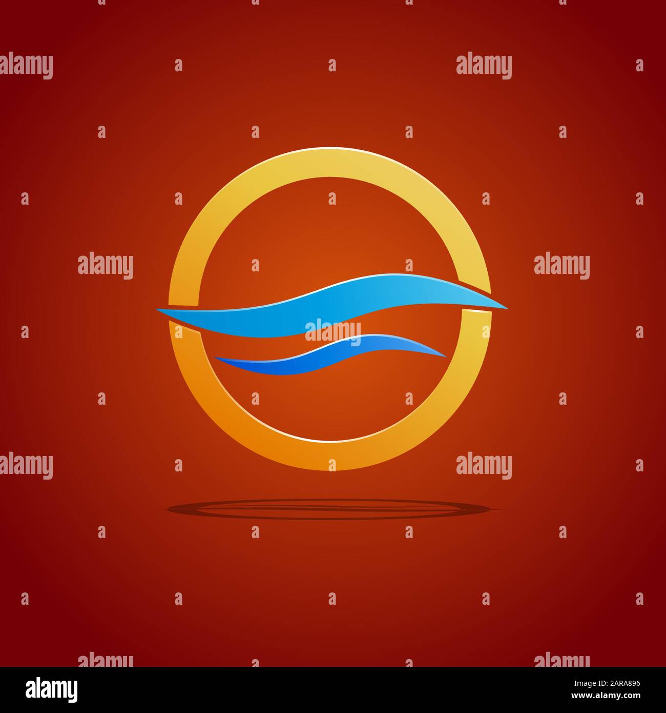 Vector sign waves in the circle on orange background Stock Vector Image ...