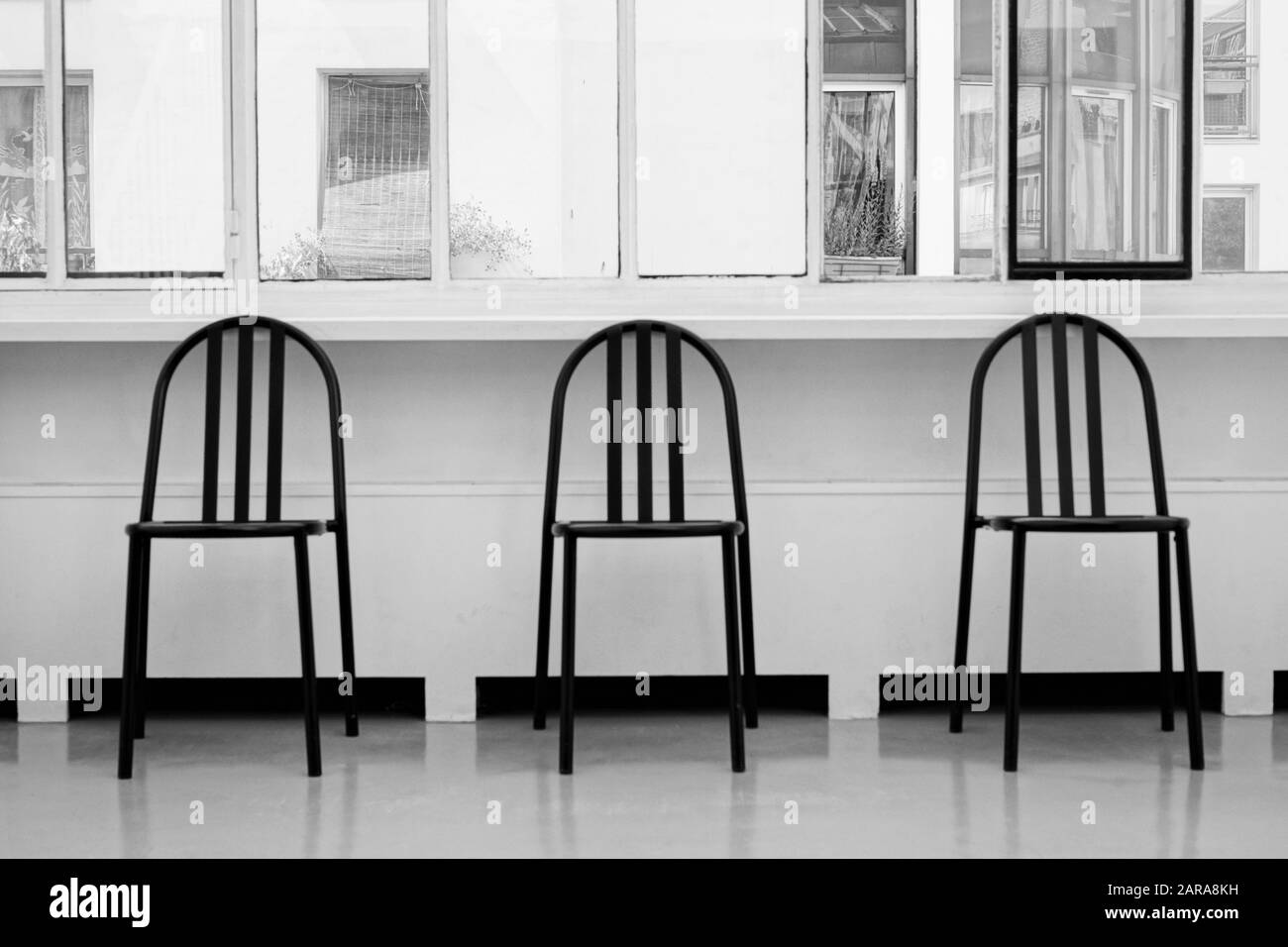 Three designer chairs, Henri Cartier Bresson Museum, Paris, France ...