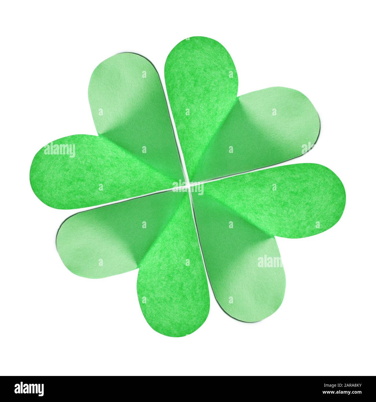 Handmade paper green clover's leaf with four petals Stock Photo - Alamy